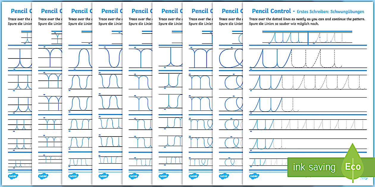 Pencil Control Loops And Curves Worksheet / Worksheets English/German ...