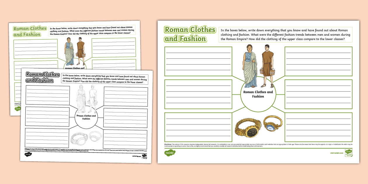 Roman Clothes and Fashion Mind Map (teacher made) - Twinkl