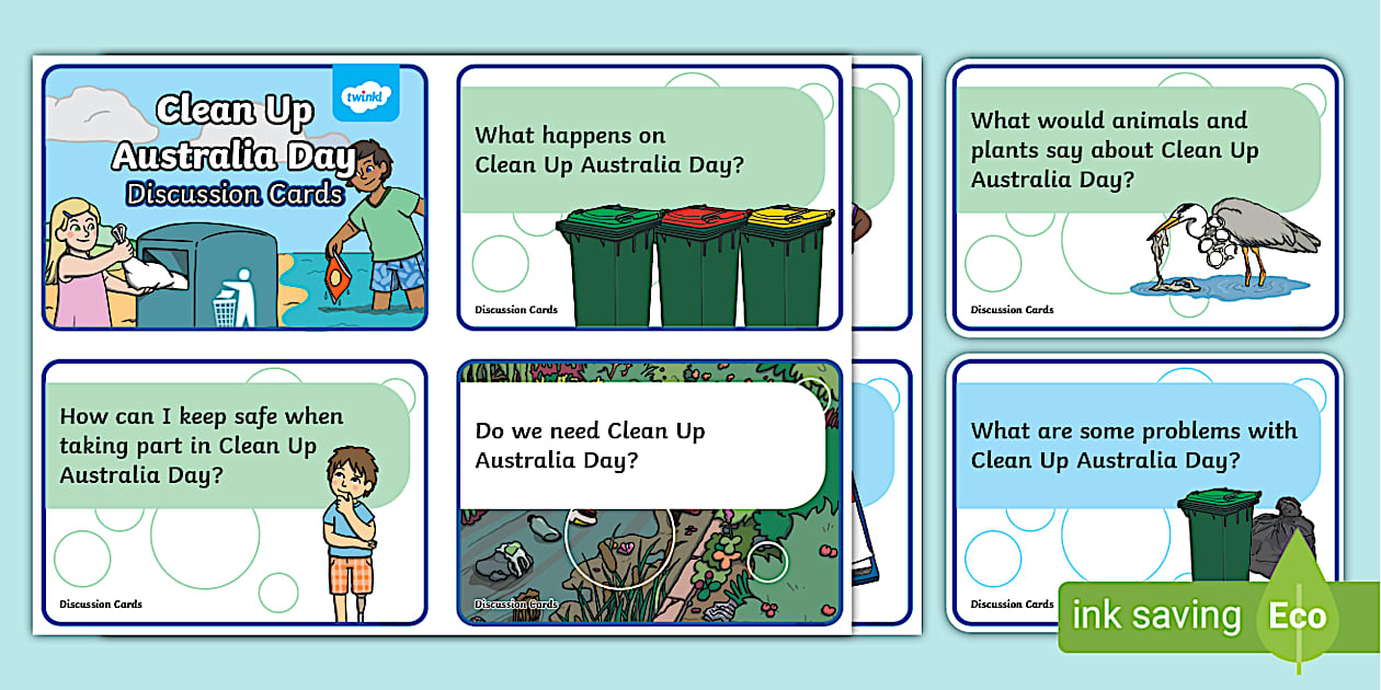 Clean Up Australia Day Discussion Cards F-2 - Twinkl