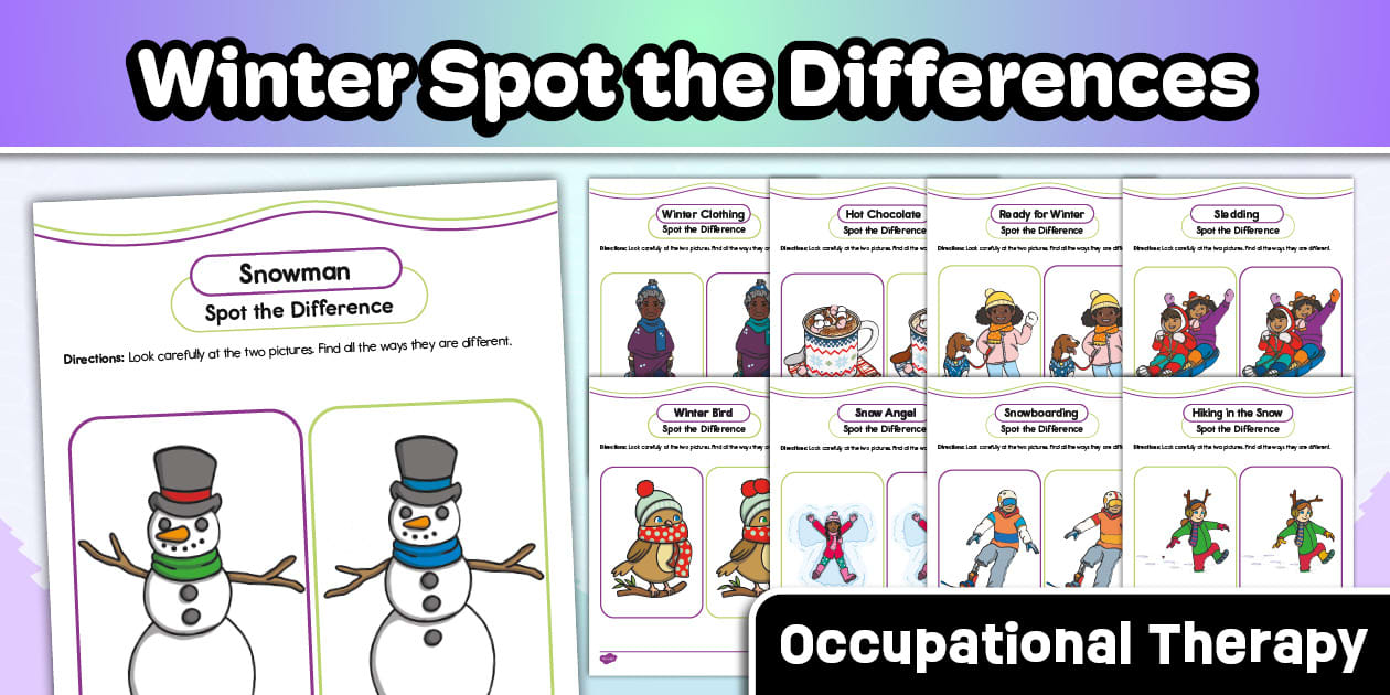 Winter Spot the Difference Visual Perception Activity Sheets for ...