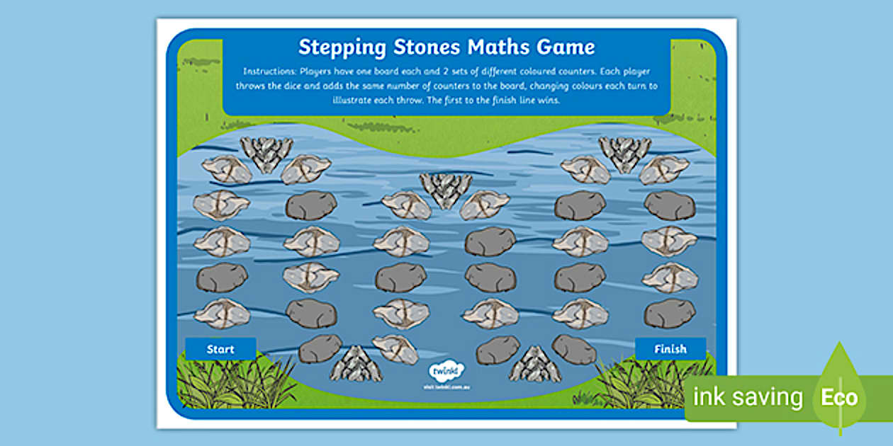 Stepping Stones Maths Board Game (teacher made) - Twinkl