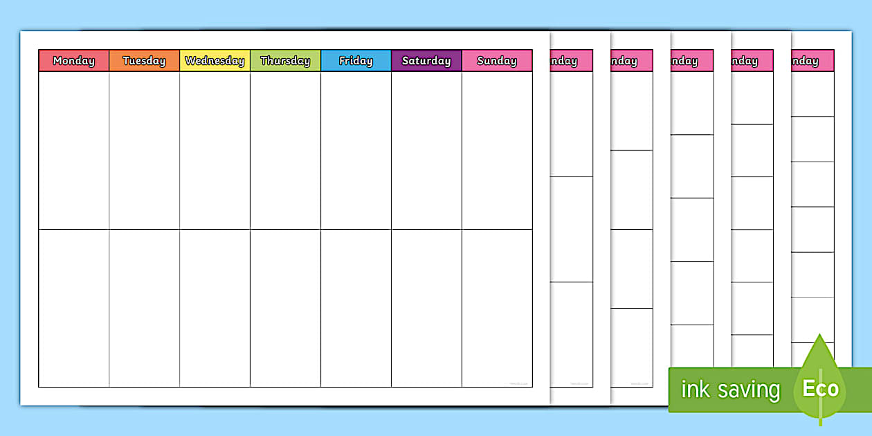 Full Week Timetable Template Word Documents (teacher made)