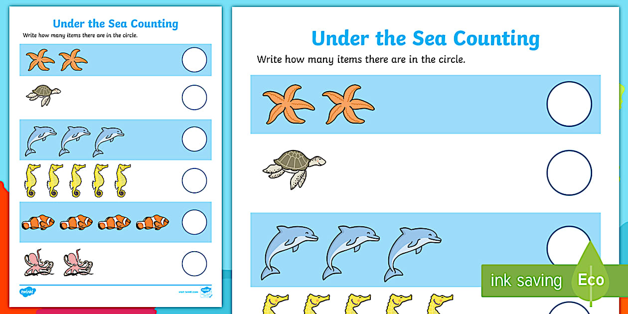 Under the Sea Counting to 5 Worksheet / Worksheet Worksheet / Worksheet