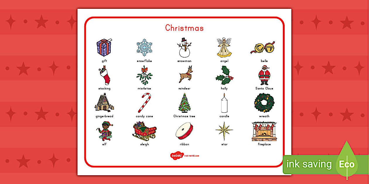 Black and White Christmas Word Mat (teacher made) - Twinkl