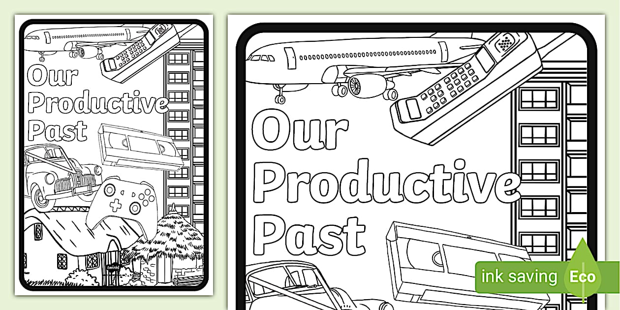 Our Productive Past Year 2 Title Colouring Page - Twinkl