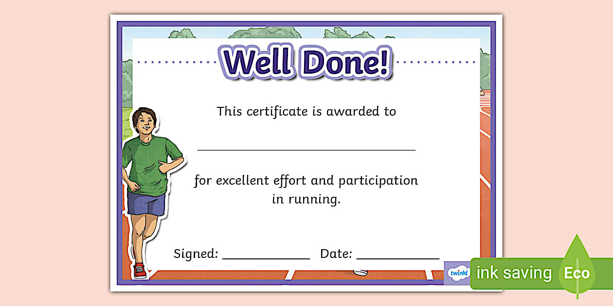Running Certificate - Twinkl - KS2 (teacher made) - Twinkl