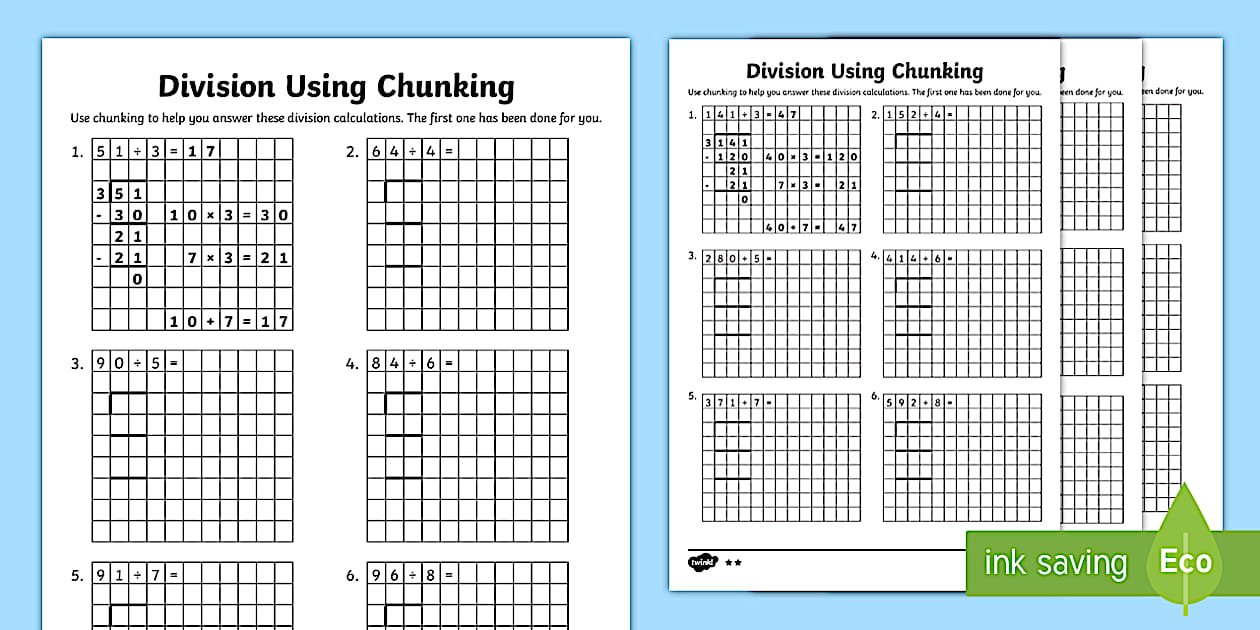 LKS2 Division using Chunking - Differentiated Worksheets