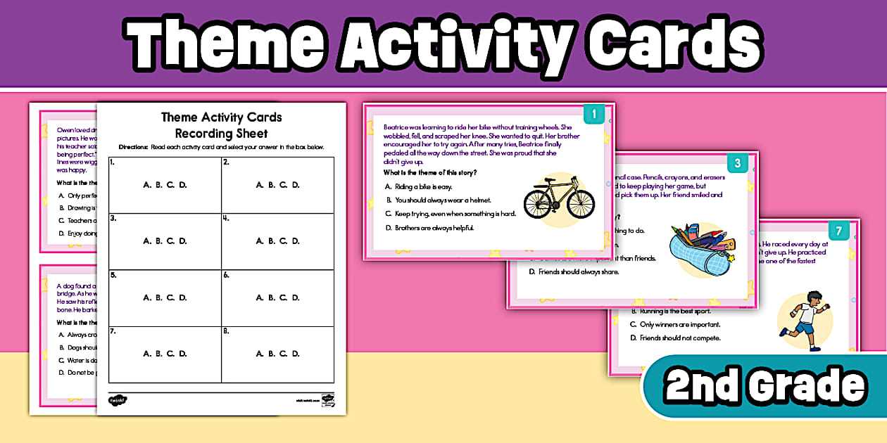 Second Grade Reading Theme Activity Cards