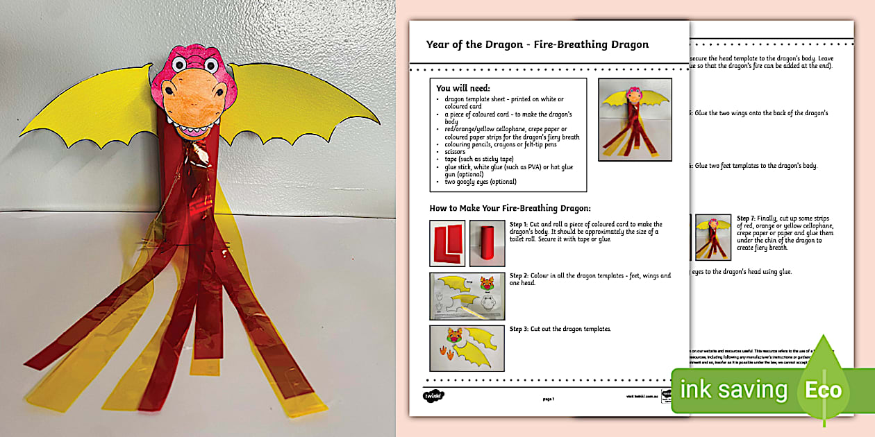 Year of the Dragon - Fire-Breathing Dragon Craft - Twinkl