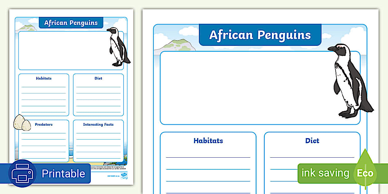 African Penguins Fact File Template (teacher made) - Twinkl