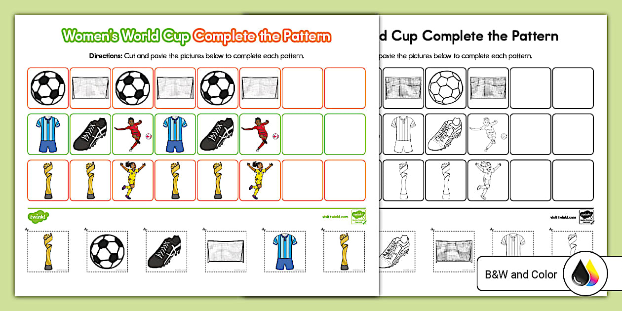 Women's World Cup Complete the Pattern Worksheet - Twinkl