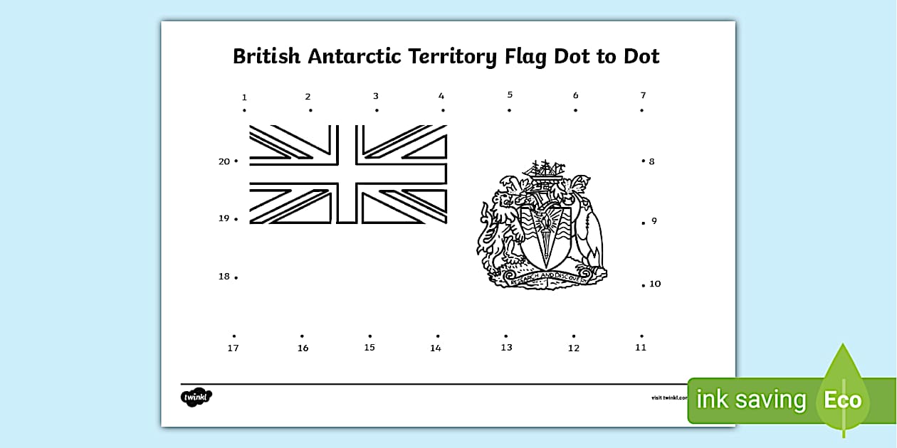 British Antarctic Territory Flag Dot to Dot Worksheet