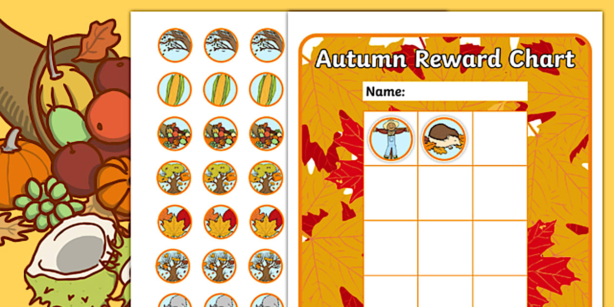 Editable Autumn Sticker Reward Chart 30mm (teacher made)