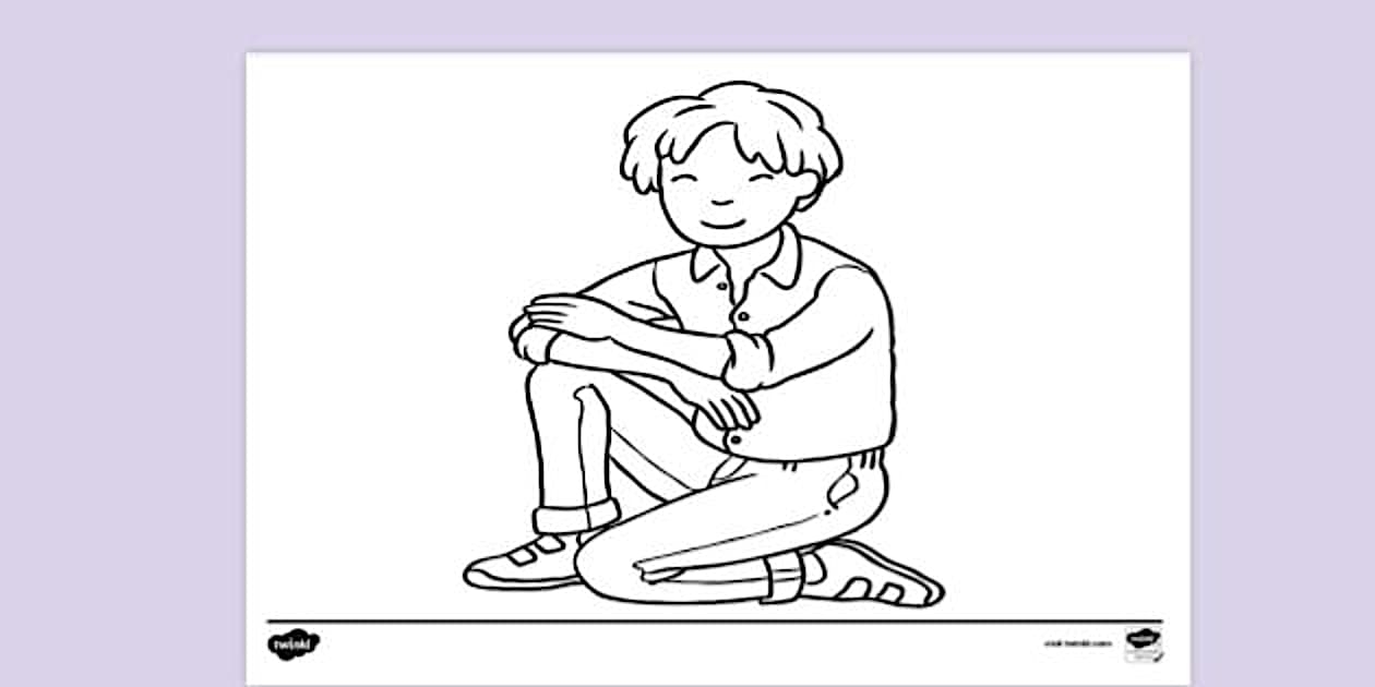 child kneeling on one knee Colouring | Colouring Sheets