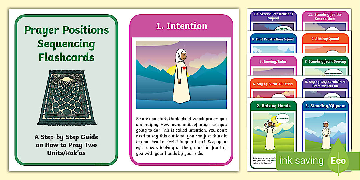 Prayer Positions Sequencing Flashcards (Girl) (Teacher-Made)