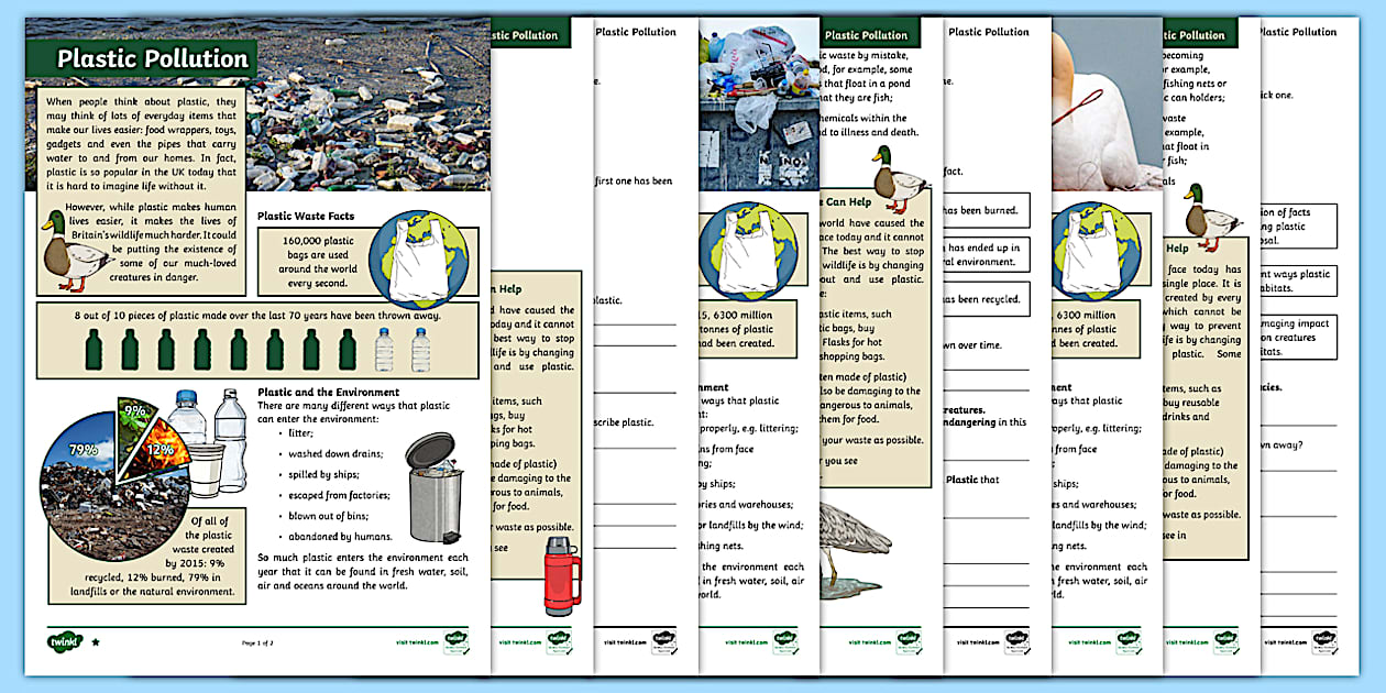 KS2 - Reading Comprehension - Plastic Pollution - Twinkl