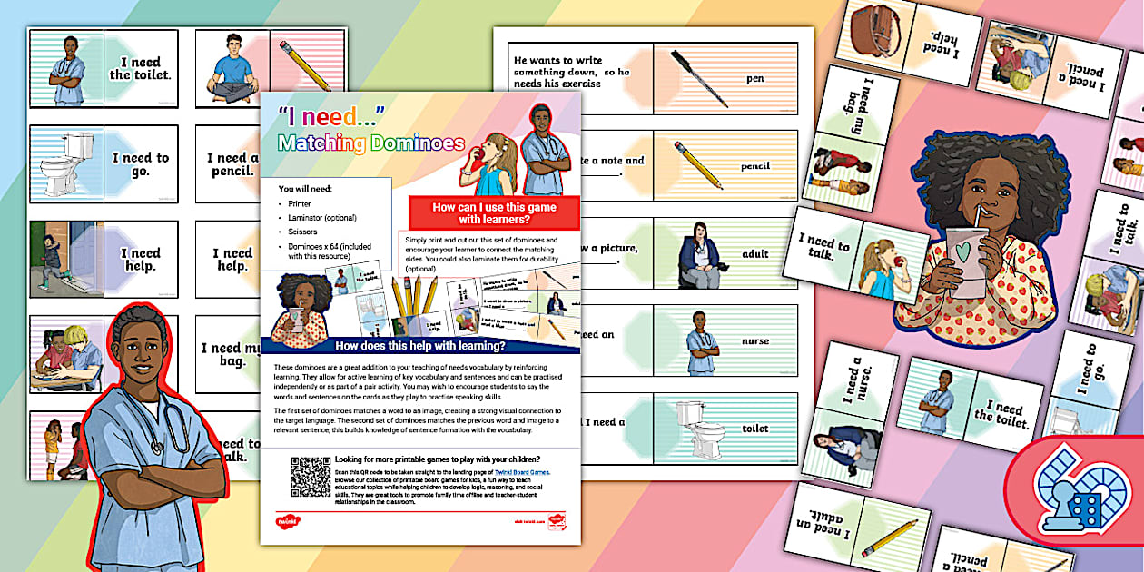 "I Need..." Matching Dominoes Game for Learners of EAL