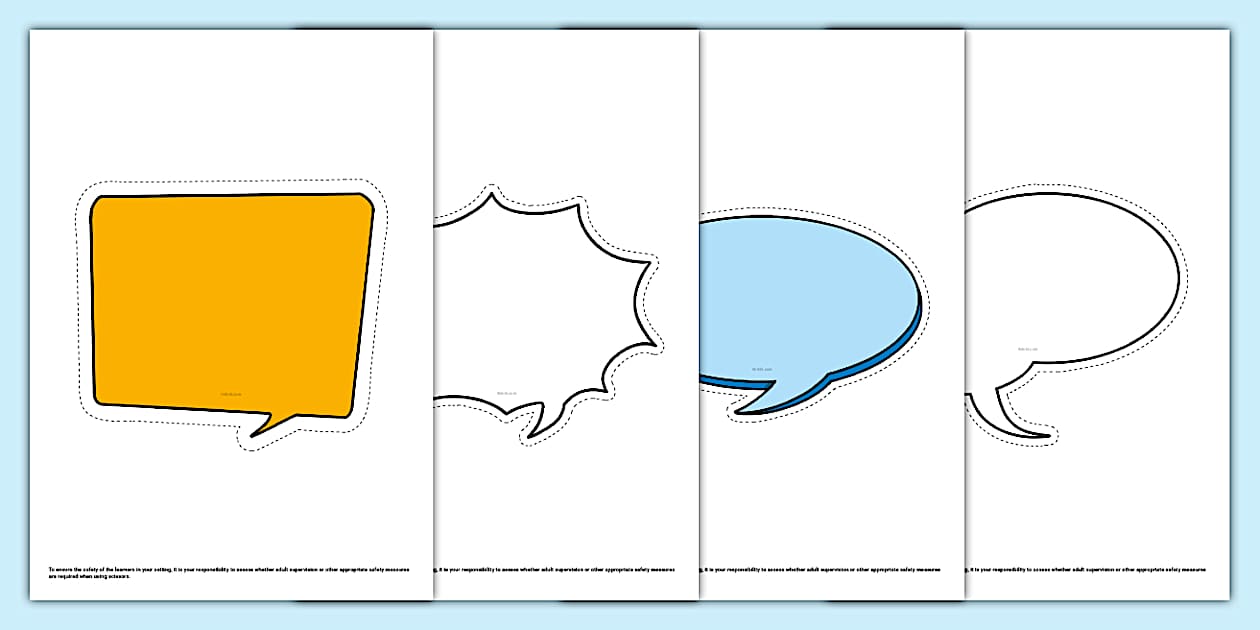 Cartoon Text Balloon Bubble Cut-Outs (Teacher-Made) - Twinkl