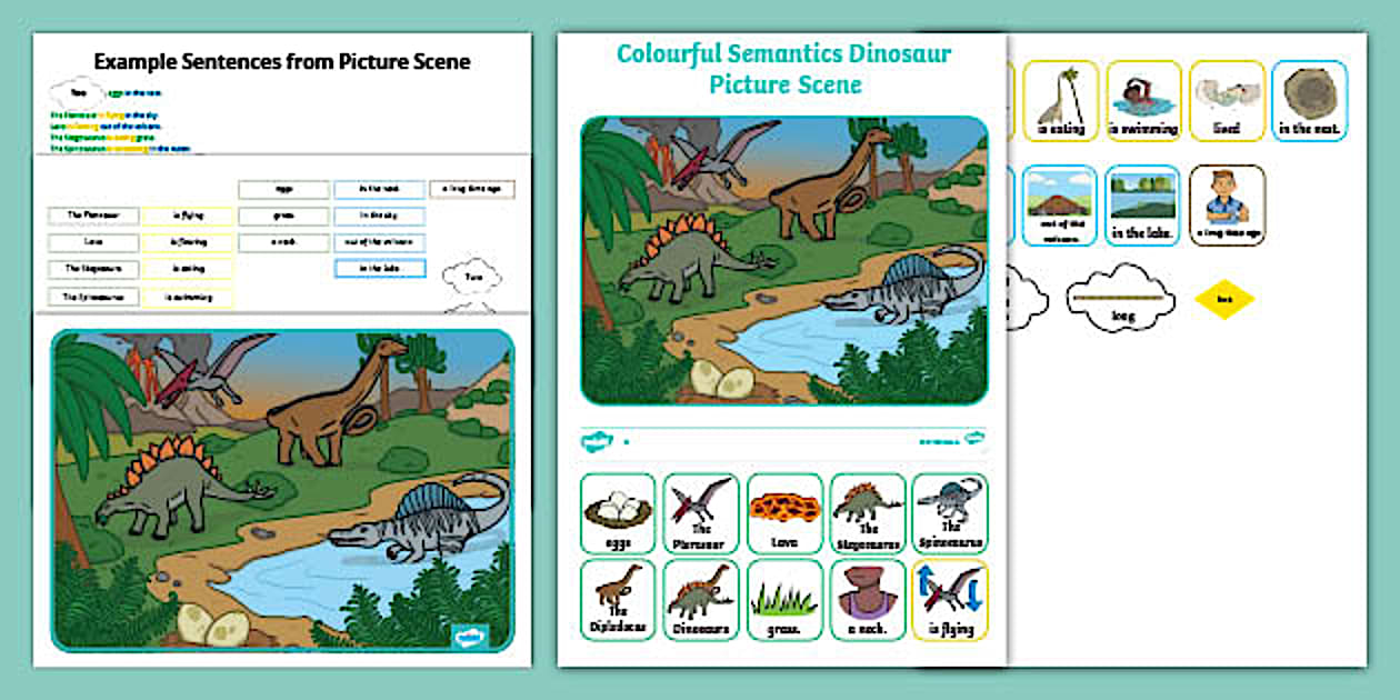Dinosaur Picture Scene Colourful Semantics (teacher made)