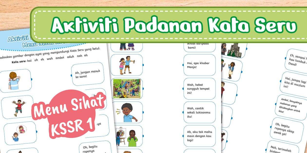 Aktiviti Padanan Kata Seru - Menu Sihat KSSR 1 - Twinkl