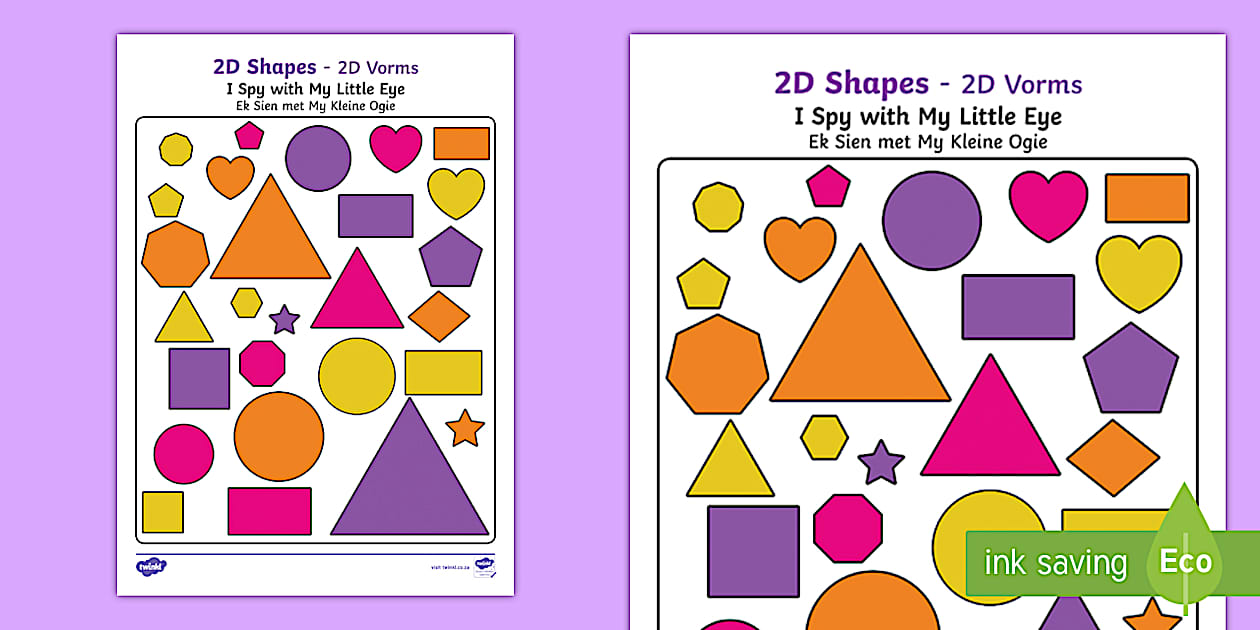Black and White 2D Shapes I Spy With My Little Eye Activity English ...