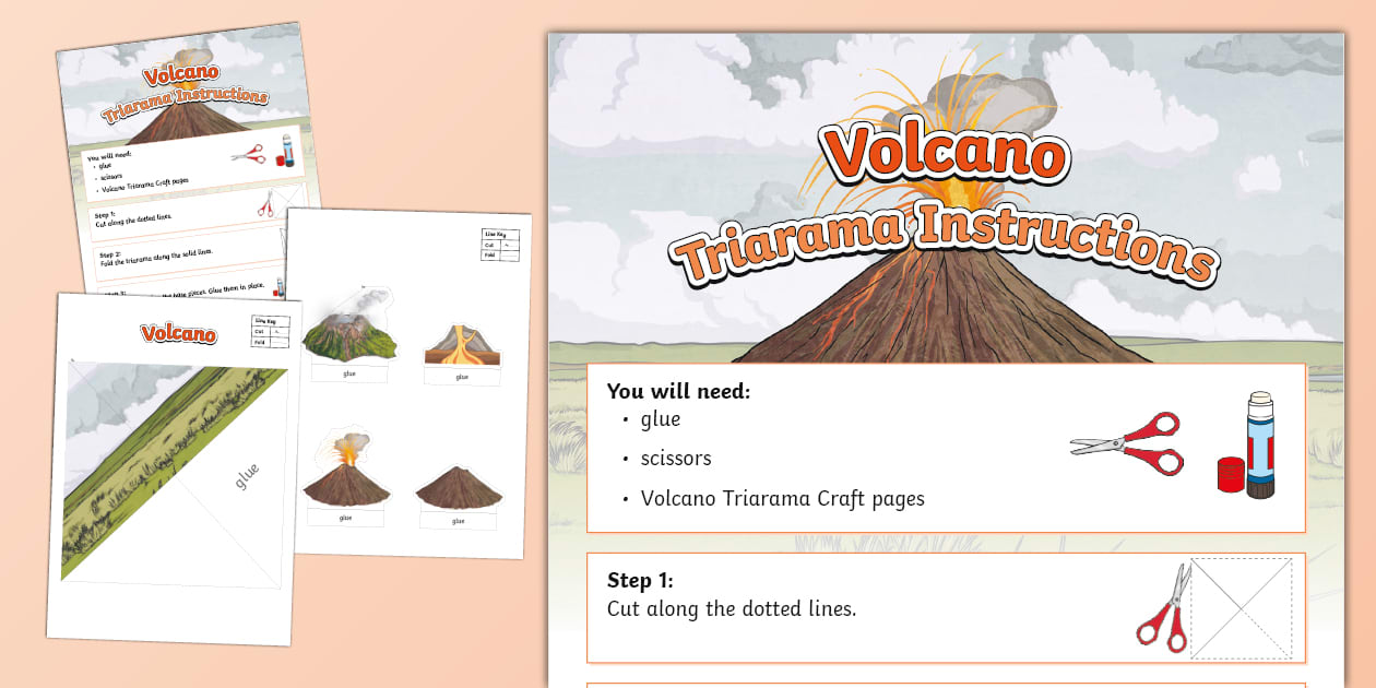 Volcano Triarama Craft (teacher made) - Twinkl
