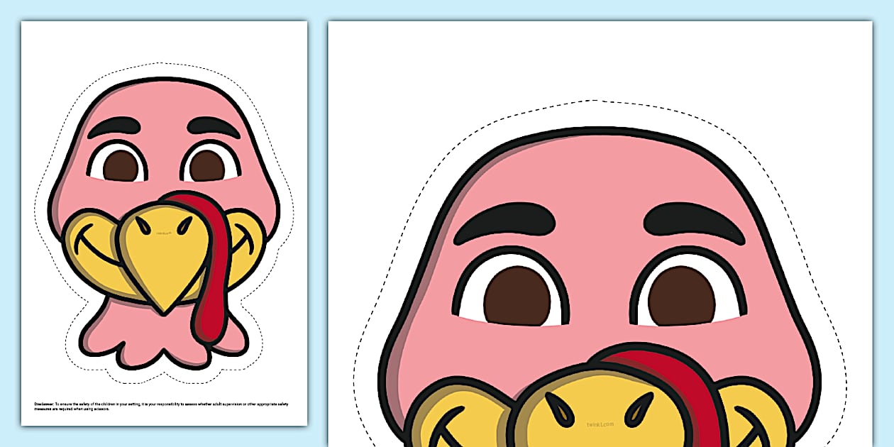 Turkey Mask Cut Out (teacher made) - Twinkl