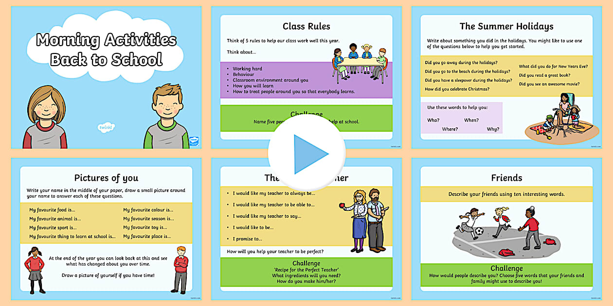 Back to School Morning Activities PowerPoint (teacher made)