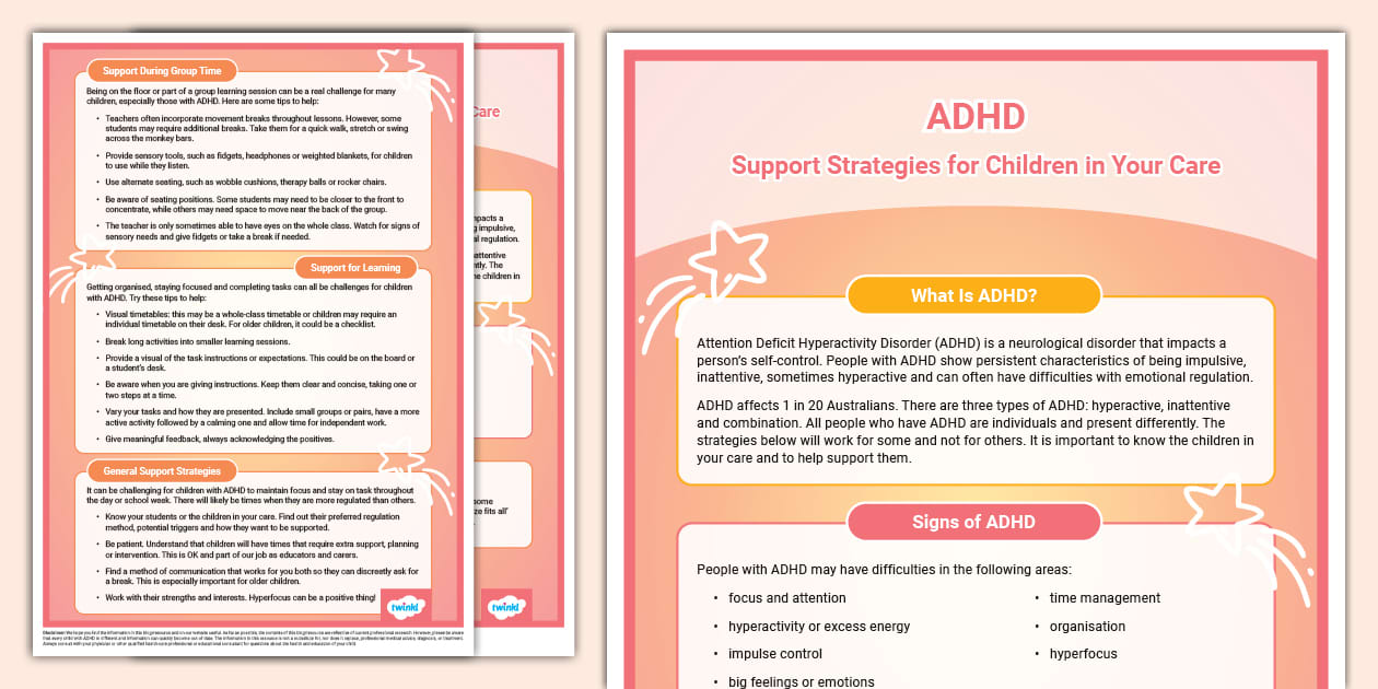 Top Tips for Supporting ADHD Teacher Aide Guidance - Twinkl