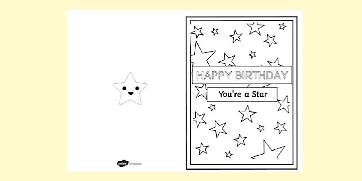 Birthday Card Stars Card Colouring (teacher made) - Twinkl