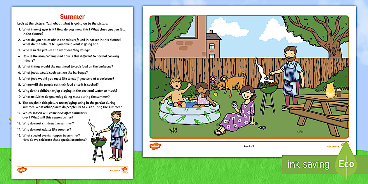 Summer Oral Language Worksheet / Worksheet