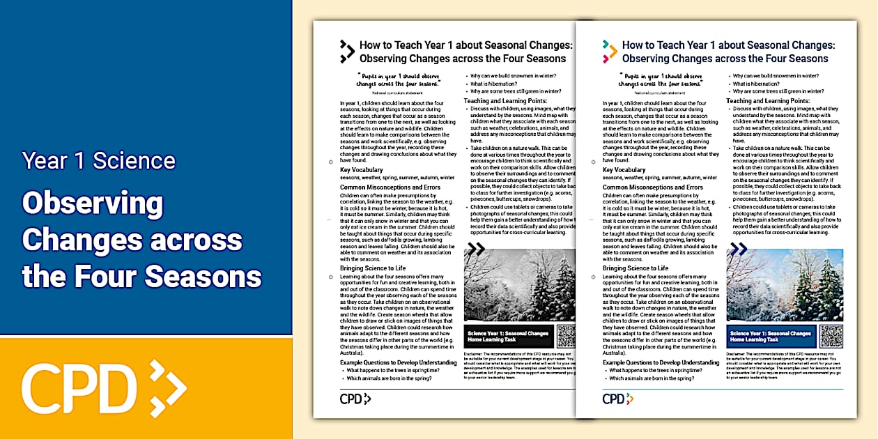 How to Teach Year 1 About Seasonal Changes - Observing Changes Across ...