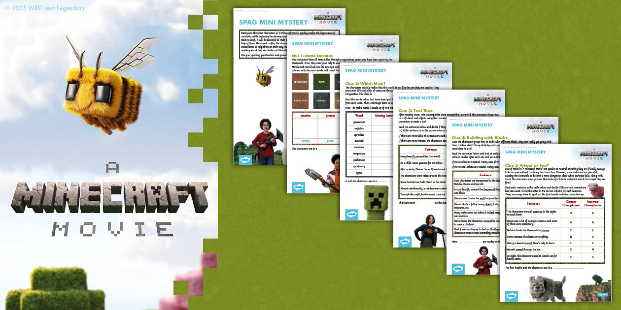 FREE! - A Minecraft Movie: SPaG Mini Mystery [Ages 10-11]