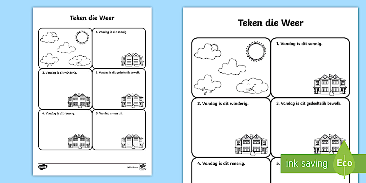 Teken die Weer Aktiwiteit bladsy (Teacher-Made) - Twinkl