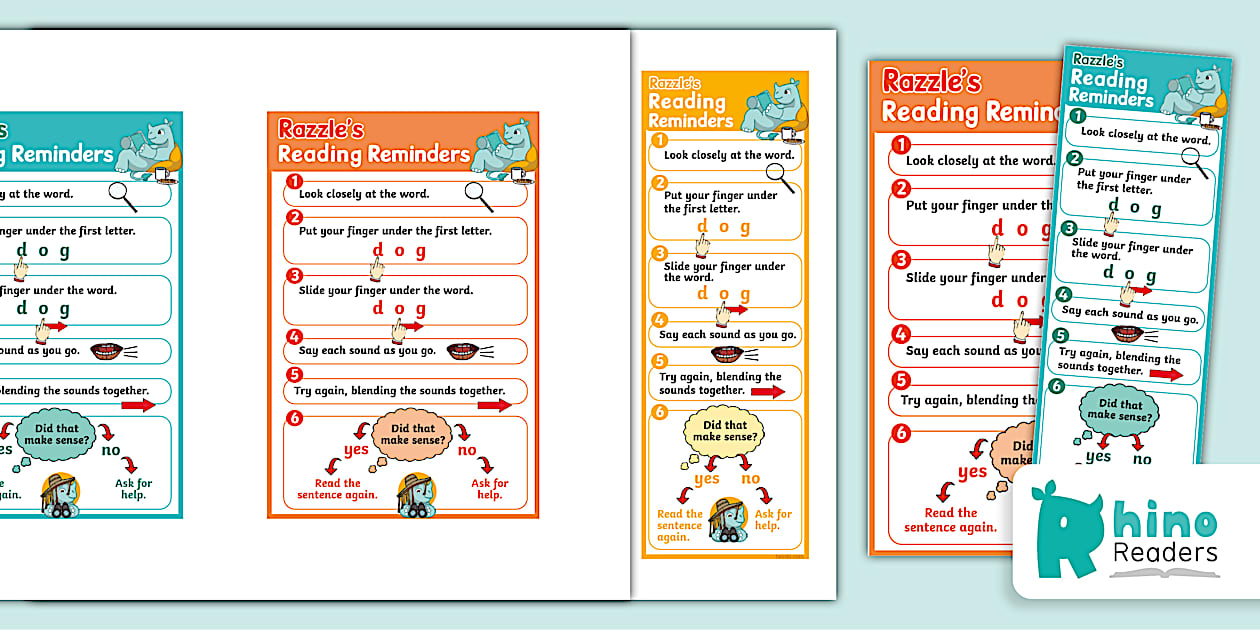 Rhino Readers Reading Strategy Bookmarks | Twinkl Phonics