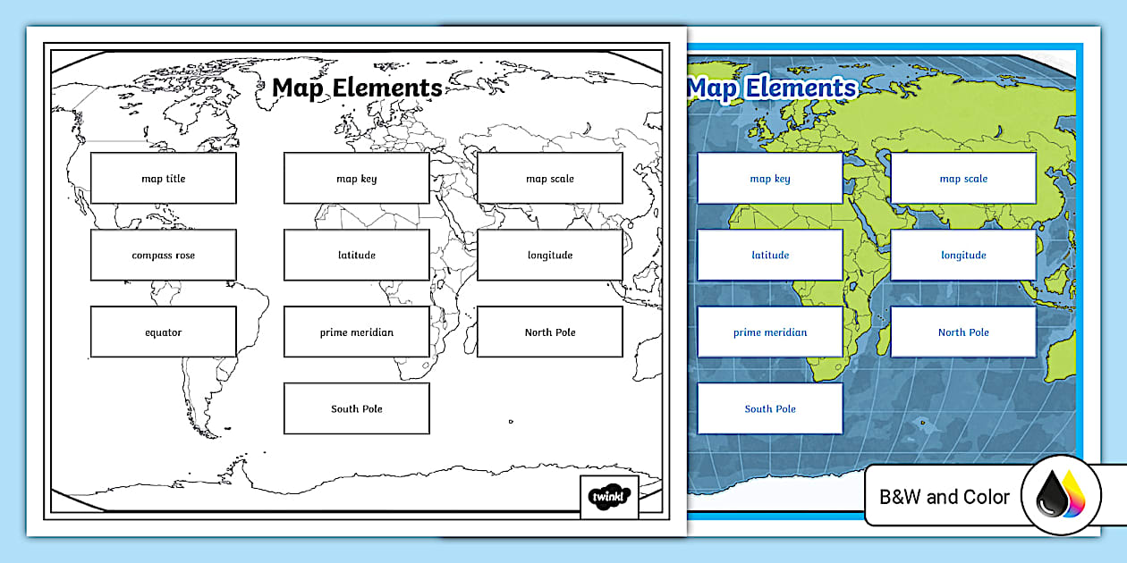Sixth Grade Map Elements Vocabulary Mat (teacher made)