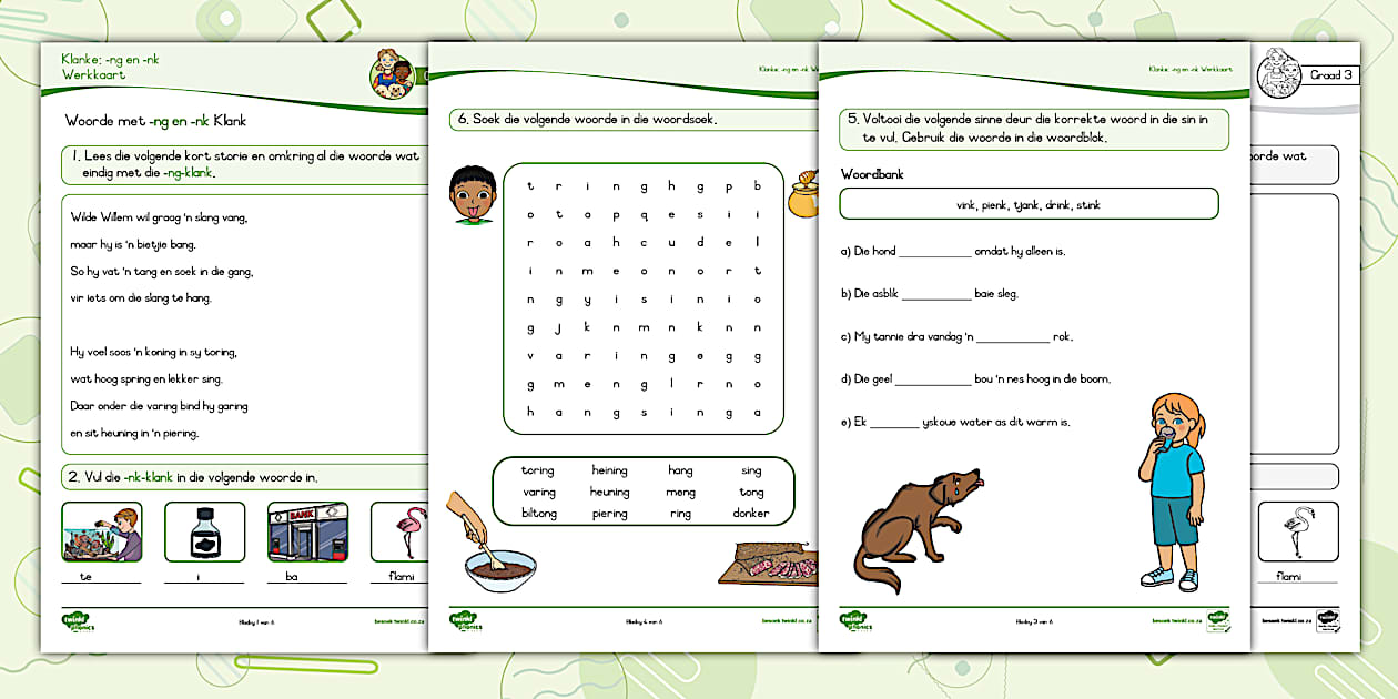 Graad 3 Kwartaal 2 Werkkaart -ng en -nk-Klanke - Twinkl