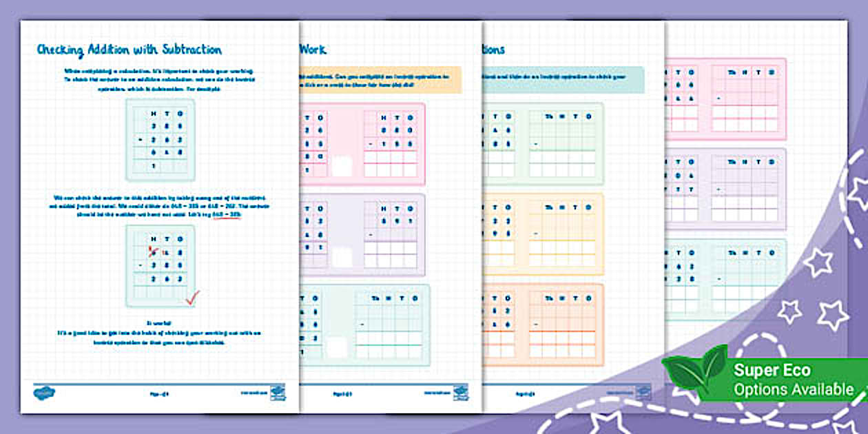 👉 Checking Addition with Subtraction (Ages 7 - 8)