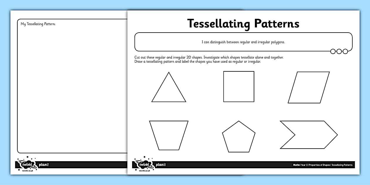 Tessellation Patterns Maths Activity (teacher made) - Twinkl