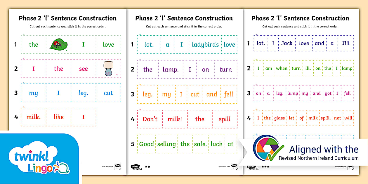 Linguistic Phonics Phase 2 'l' Sentence Construction