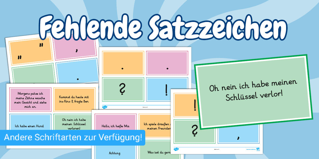Fehlende Satzzeichen - Challenge Karten