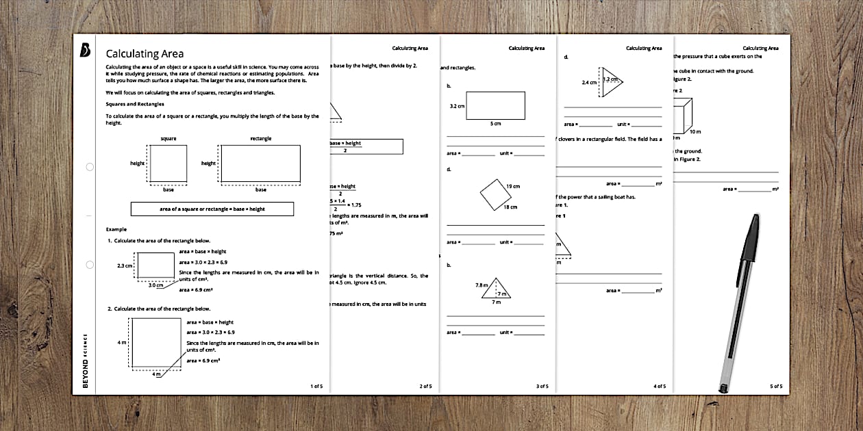 Calculating Area Worksheet | Secondary Physics | Beyond