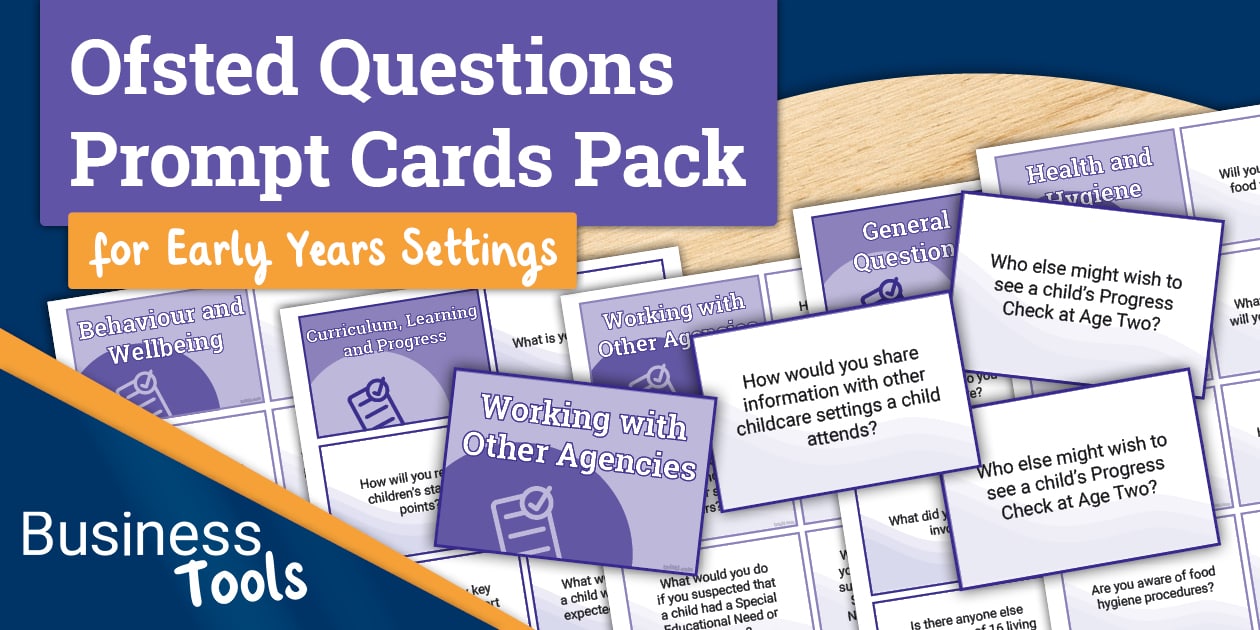 Ofsted Questions Prompt Cards Pack for Early Years Settings
