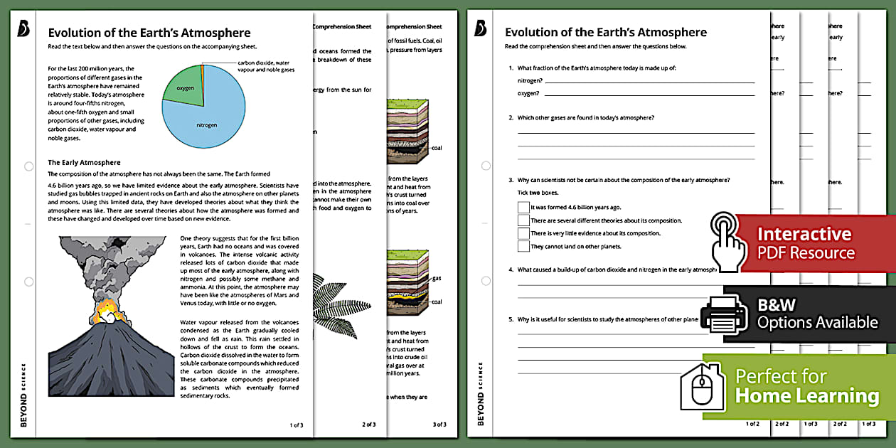 Evolution of the Atmosphere Comprehension Worksheet | KS4