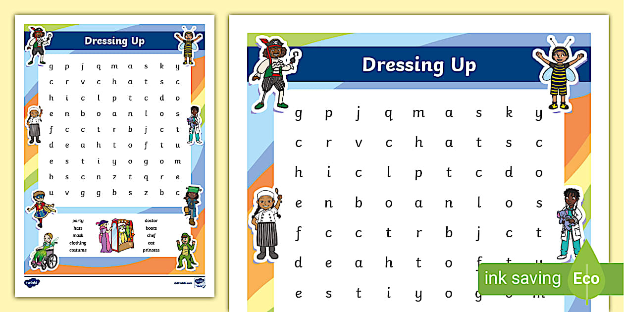 Dressing Up Word Search (teacher made) - Twinkl