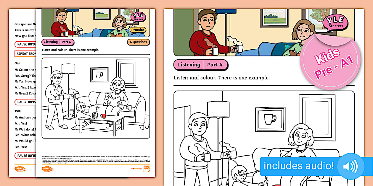 YLE Starters Listening Part 4 Worksheet [Kids, Pre-A1]