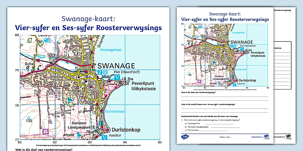 Swanage Kaart Aktiwiteitsblad (teacher made) - Twinkl