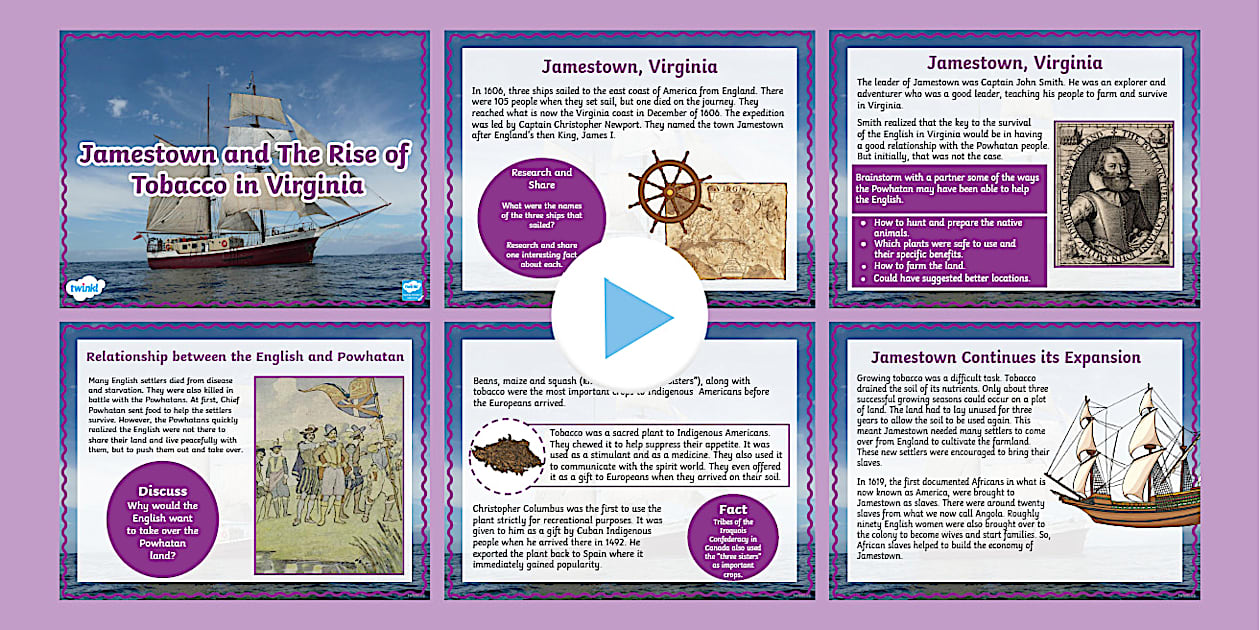 Jamestown, Virginia and the Rise of Tobacco PowerPoint
