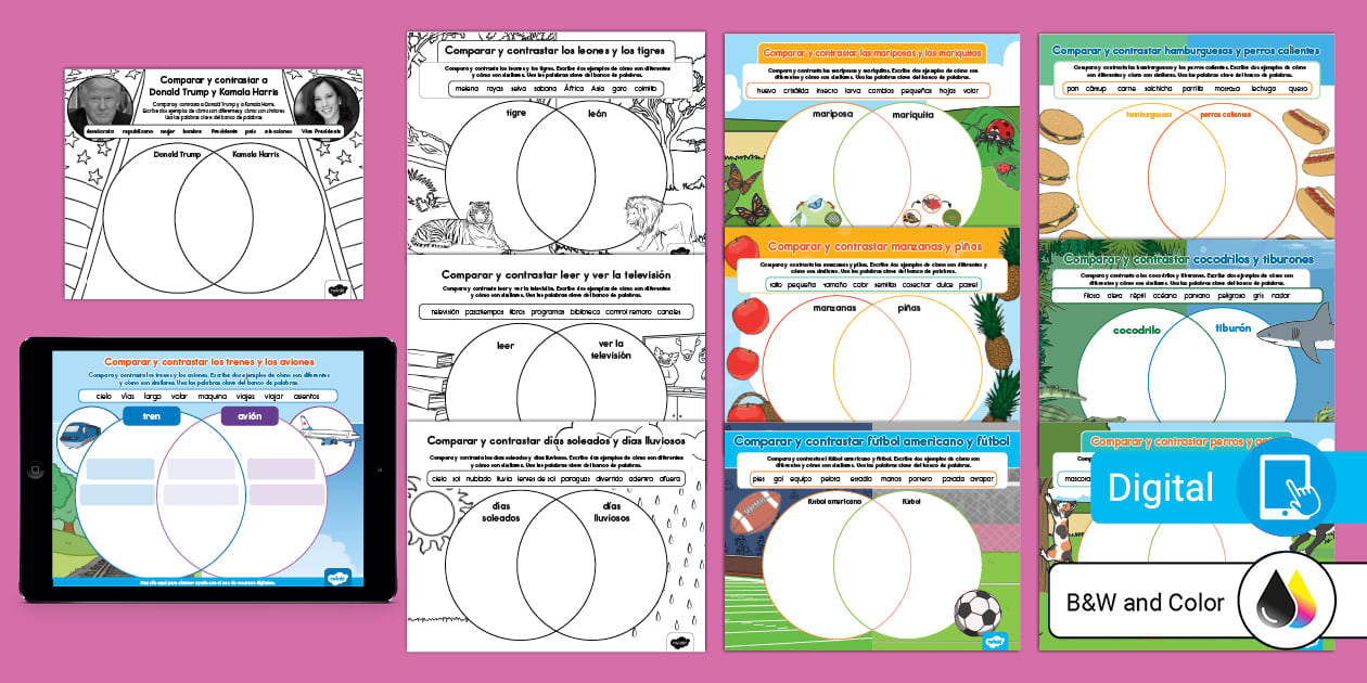 Paquete: Actividades de escritura de comparar y contrastar