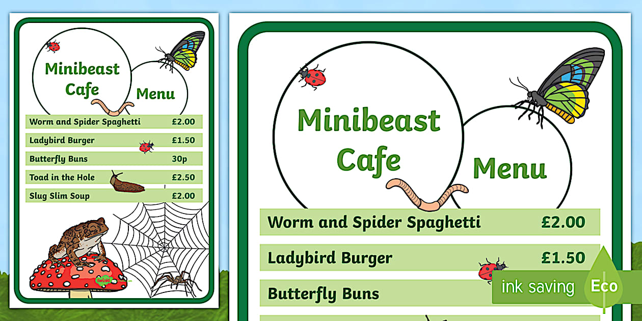 Minibeast Cafe Menu (teacher made) - Twinkl